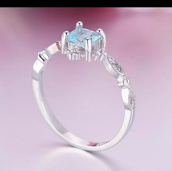 Jewelry | Light Blue Square Stone Ring | Poshmark